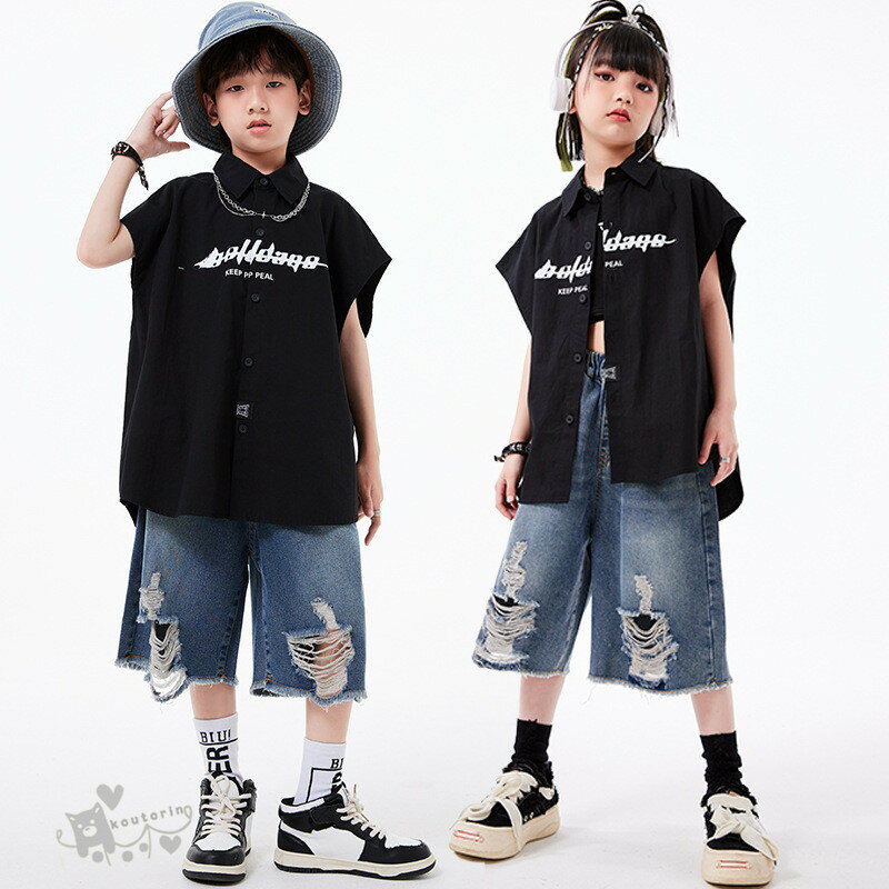 商品情報素材ポリエステル内容女の子インナーのみ黒シャツのみデニムパンツのみ2点セット（黒シャツ+デニムパンツ）女の子3点セット（インナー+黒シャツ+デニムパンツ）注意：注文内容により、金額が違います。注文後、差額を追加請求いたしますので、予...