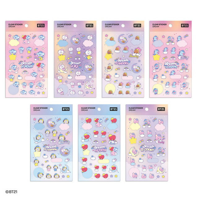 BT21 Dream baby pastel clear sticker / ドリーム パステルクリアステッカー 大人気!! BT21 公式商品 BT21 DREAM クリアステッカー 9.5 X 15 cm (3.7 X 5.9 inch...