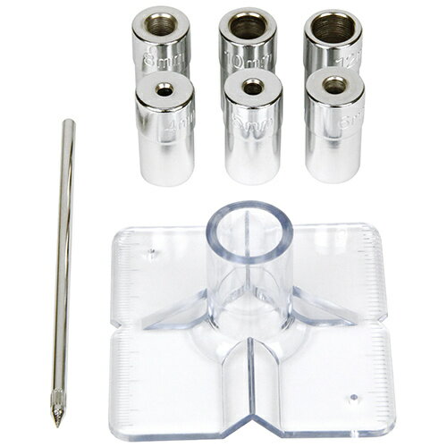 正確な穴あけ作業のガイドに最適です。【用途】木材への正確な穴あけ作業。【機能】木材に垂直・側面のセンター・角材のエッジ・丸棒等に正確に穴あけが出来ます。　　　　4・5・6・8・10・12mmのドリルサイズに適応しています。●対応機種:インパ...