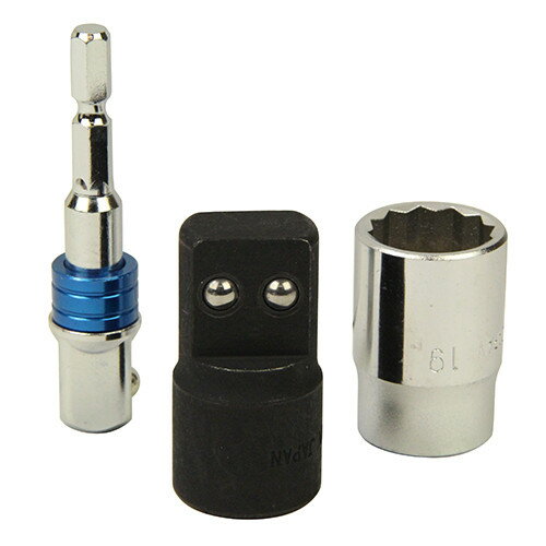 誰でも簡単、スマート車載ジャッキアップソケットセットです。■用途インパクトドライバー(レンチ)での車のジャッキアップ、ホイルナットの脱着。■機能純正装着されている車載ジャッキを簡単に使用することができるソケットセットです。お手持ちの電動工具...