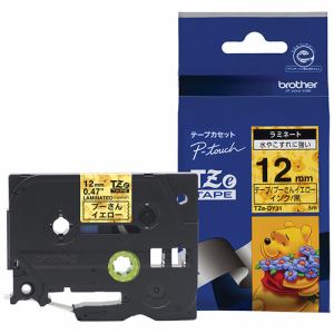 商品名 ラベルライター用キャラクターテープ 12mm幅 （黒文字/プーさんイエロー）　TZe-DY31 型番 TZe-DY31 JANコード 4977766703017 メーカー ブラザー 色 プーさんイエロー テープ幅 12mm テープ長...