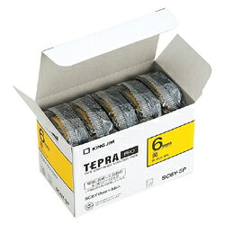 「テプラ」PROテープカートリッジ 5本セット カラーラベル：パステル(黄)6mm 文字色：黒 長さ：8m
