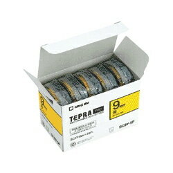 「テプラ」PROテープカートリッジ 5本セット カラーラベル：パステル(黄)9mm 文字色：黒 長さ：8m