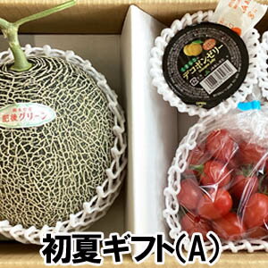 ギフト対応 ●肥後グリーンメロン1玉　●フルーツトマト300g　●デコポンゼリー（130g）×2個 初夏の贈り物にピッタリの旬の果物を詰め合わせました。 送料無料（一部地域を除く）北海道・東北6県へは別途500円を申し受けます。当該エリアへ...