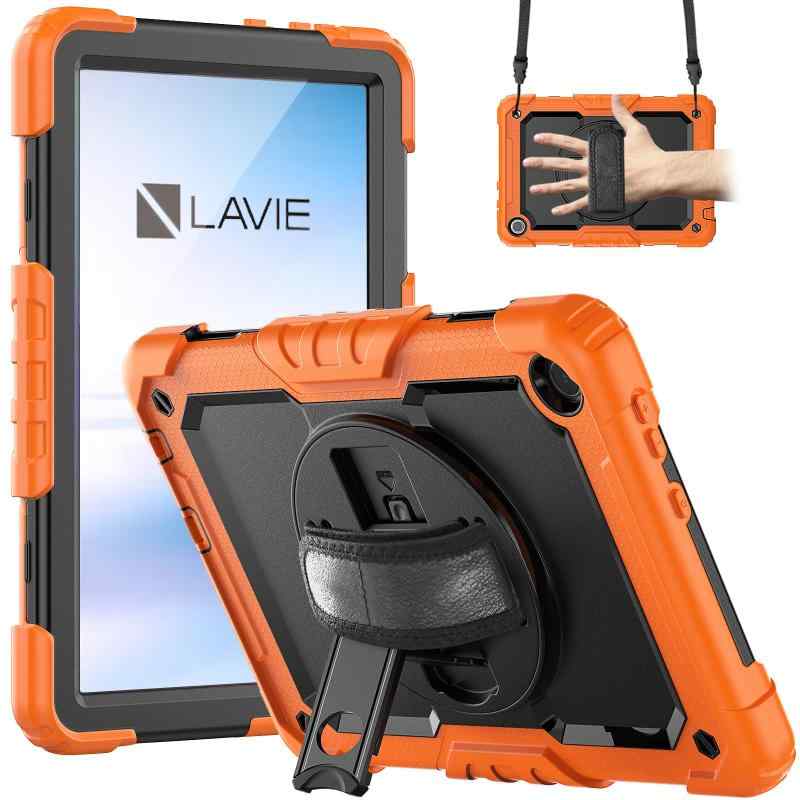 Aokil 対応For LAVIE Tab 10FHD3 ケース LAVIE Tab T10 (PC-T1055EAS PC-TAB10F02) 10.1インチ用 カバー スクリーンプロテクター内蔵 360°回転スタンド 肩掛け ハンドスト...