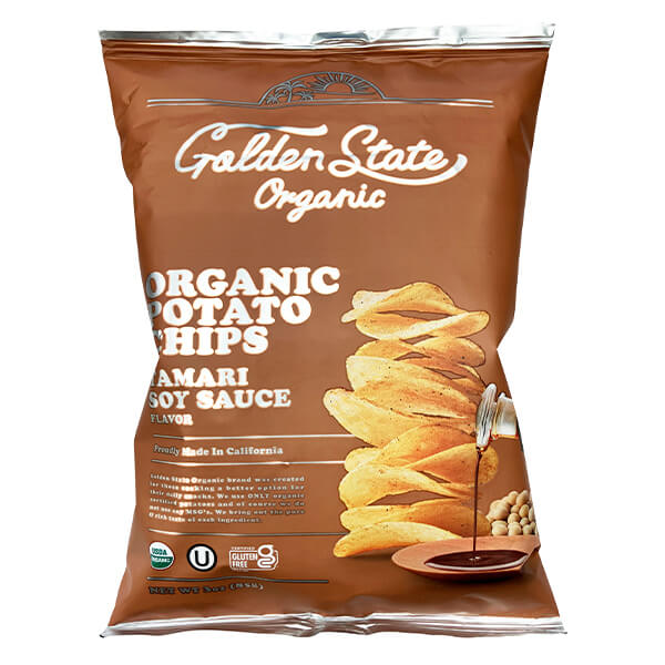 ゴールデンステートオーガニック オーガニックポテトチップス たまり醤油風味は、有機じゃがいもを使用したサクサクとした軽い食感のポテトチップスです。 トマトや発酵調味料の旨みを活かした、濃厚でコクのある味わいに仕上げています。 保存料を使用せ...