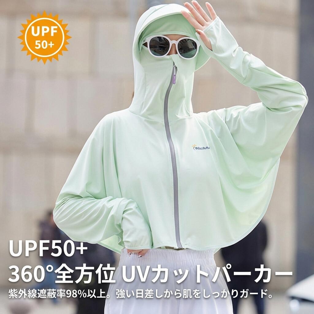 &nbsp;素材：アイスシルク平織り生地&nbsp;成分：ポリエステル繊維88.4%、ポリウレタン11.6%おすすめポイント&nbsp;【UPF50+ 高い紫外線カット性能】 第三者機関による検査で、紫外線カット率が98%以上であることが確...
