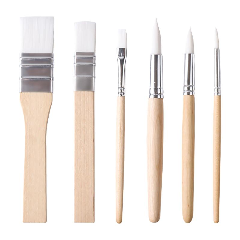 KDSSYFT アートブラシ 6本セット ナイロン製 ペイントブラシ ナイロン 絵の具 筆 水彩絵具 携帯便利 初心者からプロまで対応 塗装 水彩画 油絵 アクリル画 大人&amp;子供用セット内容：6本セット。 材質：天然木、ナイロン。サ...