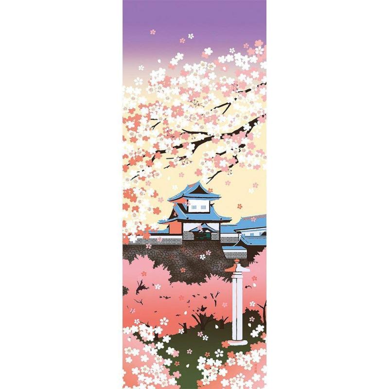 濱文様 絵てぬぐい 搦手口桜花爛漫 ムラピンク素材：綿100%サイズ：約34cm×約90cm濱文様のてぬぐいは、横浜伝統の型染め手法である「捺染(なっせん)」で染め上げていますタペストリーや壁にかけてインテリアとしてもご利用くださいてぬぐい...