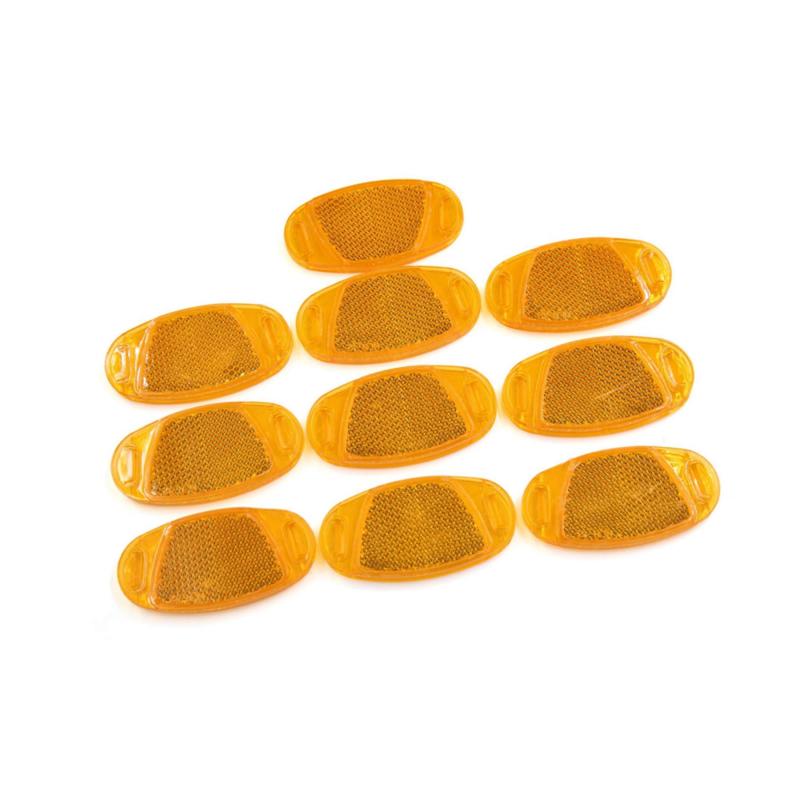 BULLSPANN プラスチック警告安全反射板 楕円形 自転車用 オレンジ 10個【重量】101g；【カラー】オレンジ【寸法】71 x 36 x 9mm（長さ×幅×厚さ）【素材】プラスチック【パッケージ内容】 10個 x 自転車リフレクター