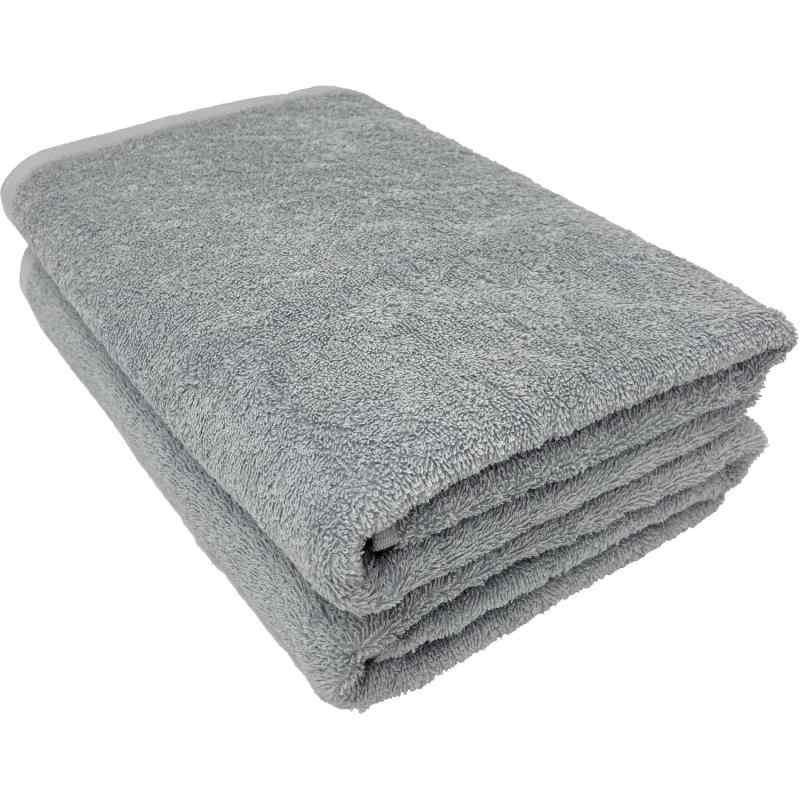 コットンタウン(Cottontown) スーピマコットン バスタオル ライトグレー 60×120cm 2枚セット 綿100% タオル 中厚手【商品サイズ・重さ】フェイス：34×85cm(約120g)、コンパクトバス(ミニバス)：50×100...
