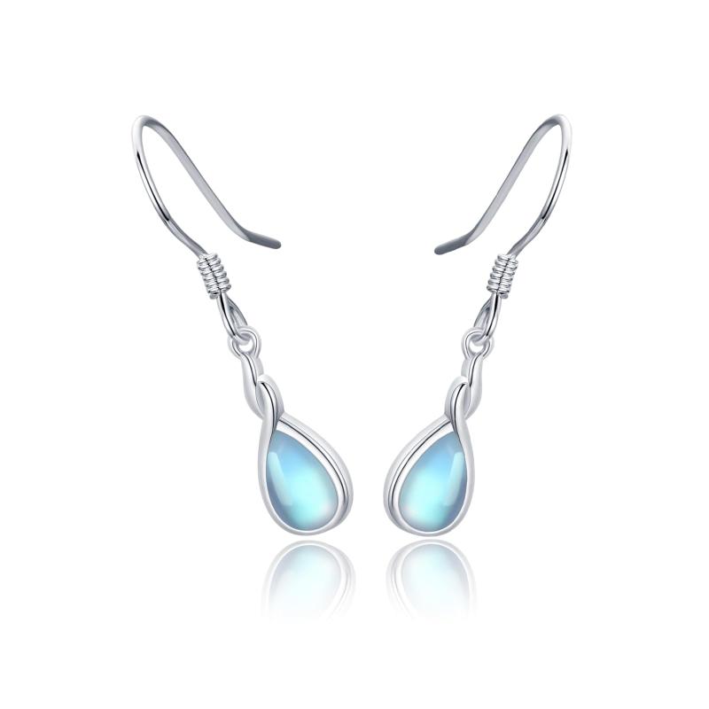 StoryMidir ピアス ムーンストーン 揺れるピアス 金属アレルギー対応 シルバー925 プラチナ仕上げ フックピアス 雫 ドロップ レディース ピアス シンプル 月長石 プレゼント ジュエリー アクセ