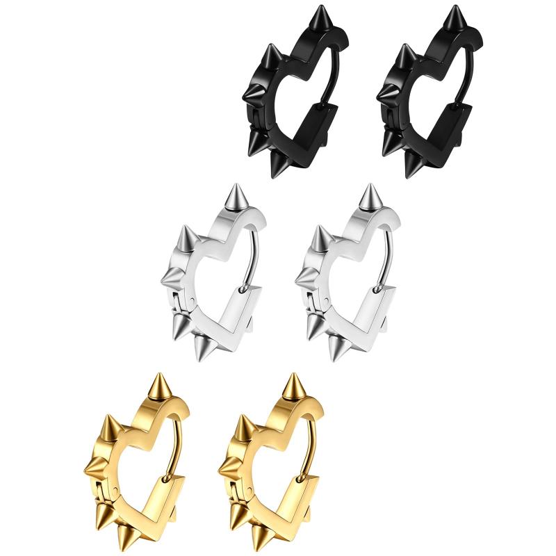 Aroncent フープピアス ピアスリング 18g ハート スパイク ピアス メンズ レディース ステンレス ピアス ロック ゴシック ファッション アクセサリー 彼氏彼女 プレセット