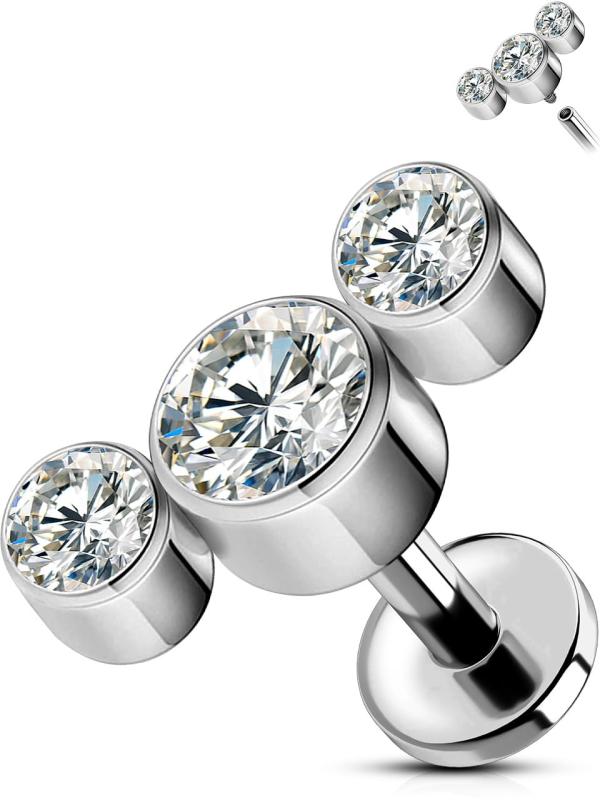 OUFER Body Piercing Internally Thread Labret Lip Piercing Jewellery Titanium Helix Tragus Conch Earring Stud 16G Helix L...
