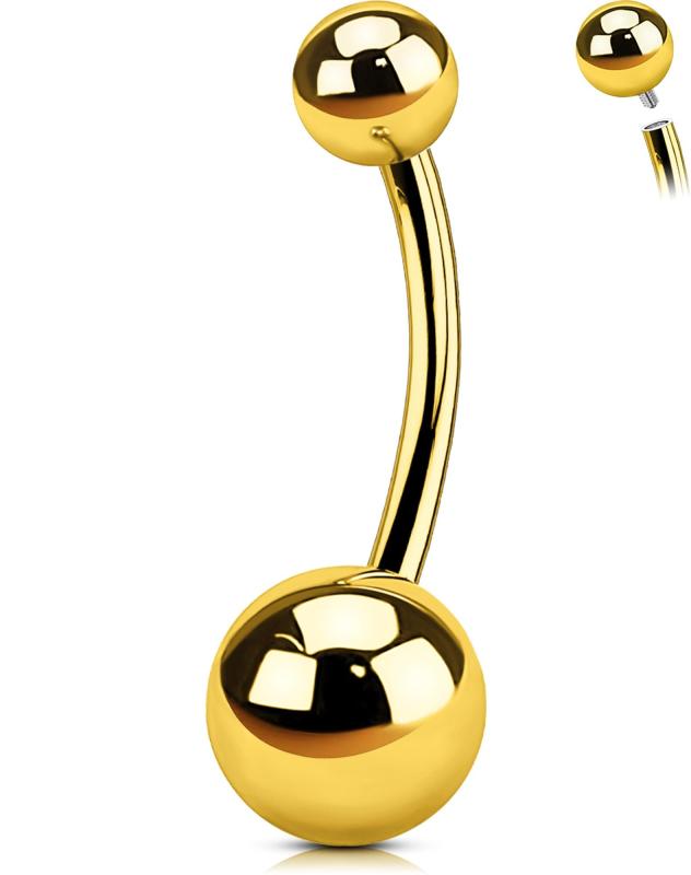 OUFER Body Piercing Titanium Belly Bars Internally Navel Piercing 14G Gold Belly Button Bars Navel Bar Jewellery Belly B...