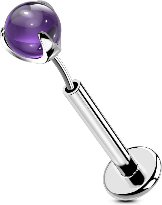 OUFER Titanium Helix Piercing Threadless Labret Lip Bar 16G Push in 6/8/10/12mm Tragus Conch Lobe Earring Jewellery Lip ...