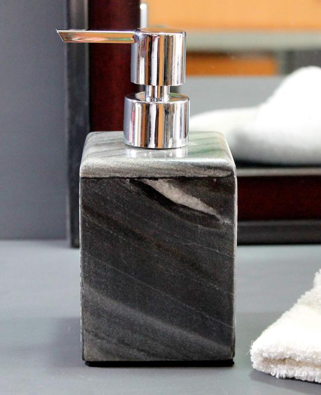 KLEO Soap/Lotion Dispenser - Made of Genuine Indian Marble in Black/Grey color - Luxury Bathroom Accessories Bath SetKLE...