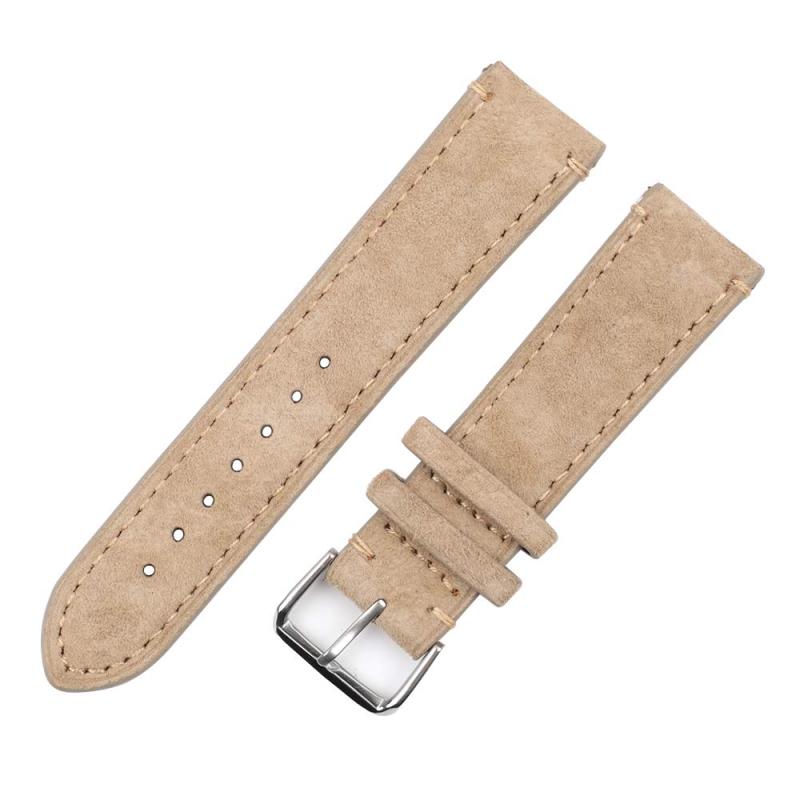 [Onthelevel] 時計ベルト スエード 腕時計バンド 18mm 20mm 22mm 24mm スマートウォッチと互換性があります 男女兼用の時計替えベルト (ベージュ-サイドライン縫製, 20mm)