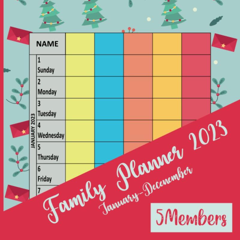 Family Planner 2023 5 Columns: Family Planner 2023 5 Columns | Weekly Grid Schedule for 5 Persons | Jan to Dec 2023 Fami...