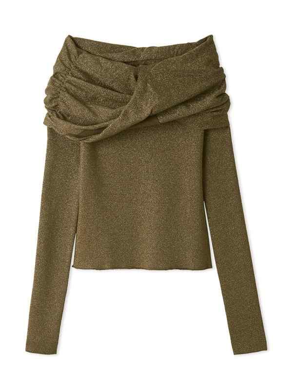 SNIDEL(スナイデル) SustinaオフショルニットプルオーバーSWNT244155レディース着丈:48.5cm,バスト:71cm,袖丈:68cm,肩幅:35.5cm,ゆき丈:85.75cm,前下がり:7cm,裾幅:35cm