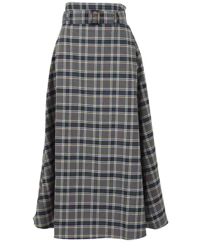 [神戸レタス] 取り外し可能ベルト付きチェック柄ハイウエストフレアスカート [M3021]チェック柄がガーリーな雰囲気を引き立てるフレアスカート。ハイウエストのフリルデザインがより女性らしいデザインです。付属のベルトでウエストマークをすれば...