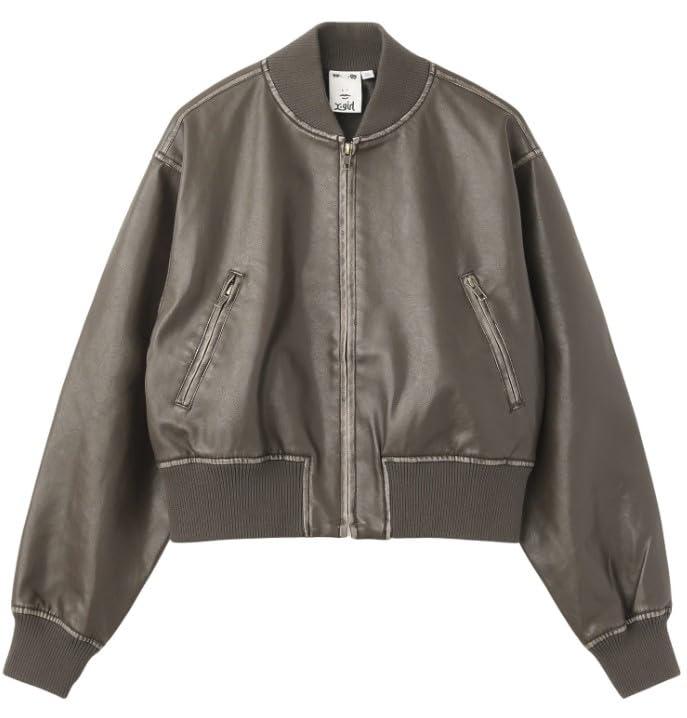 [エックスガール] ジャケット DISTRESSED FAUX LEATHER COMPACT BLOUSON レディース【サイズ：フリーサイズ】肩幅45cm/着丈48cm/袖丈57.5cm/バスト108cm＼ストリートスタイルにマッチする...