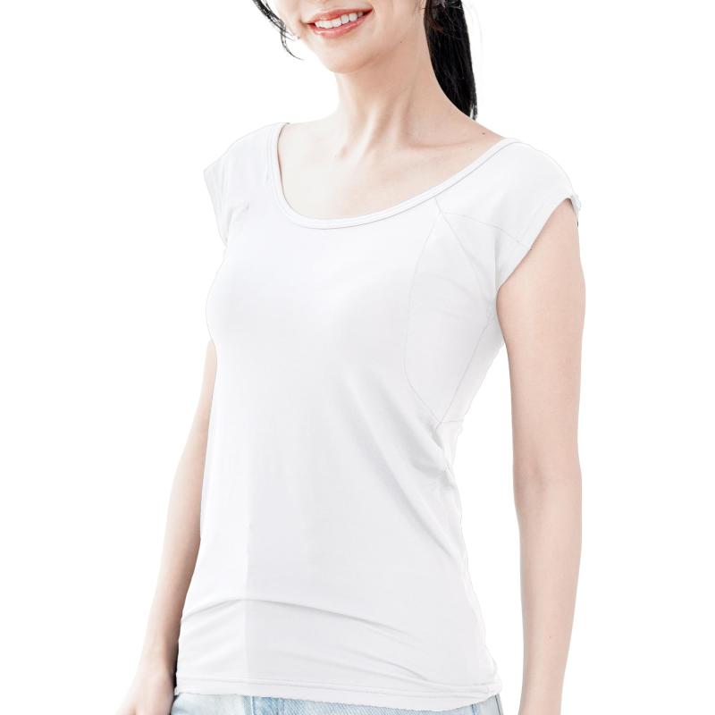 [フランデランジェリー] 接触冷感 脇汗パッド付き 【UVカット 抗菌消臭 CICA配合でしっとり 吸汗 速乾】 旭化成 ペアクール 『冷はだヴェール』 フレンチスリーブ インナー hv005✅【　 fran de lingerie ブラン...