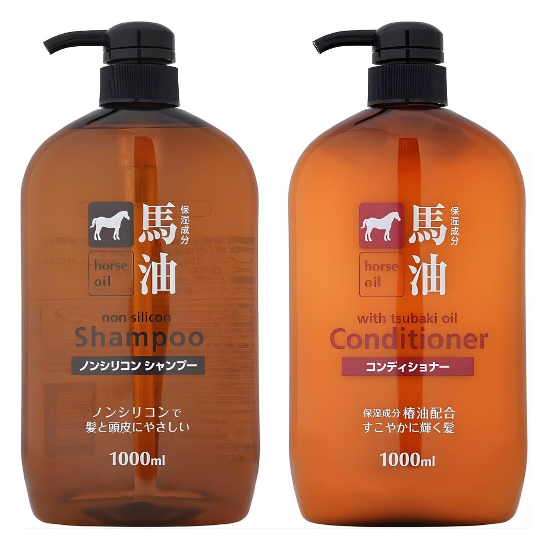熊野油脂 馬油シャンプー＆コンディショナーセット 馬油（保湿成分）を配合したヘアケアシリーズ。髪と頭皮にうるおいを与え、乾燥やパサつきが気になる髪をやさしく整えます。毎日のケアを心地よく続けられる、使いやすい処方が特長です。 シャンプーはき...