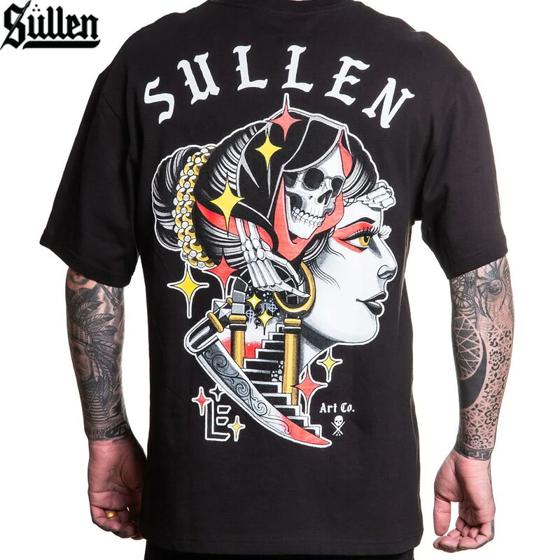 SULLEN CLOTHING サレンクロージング -DEATH ADORNED- STANDARD Tシャツ BLACK FRONT左胸&BACKにプリント SIZE M-着丈73CM　身幅51CM L-着丈76CM　身幅56CM XL-...