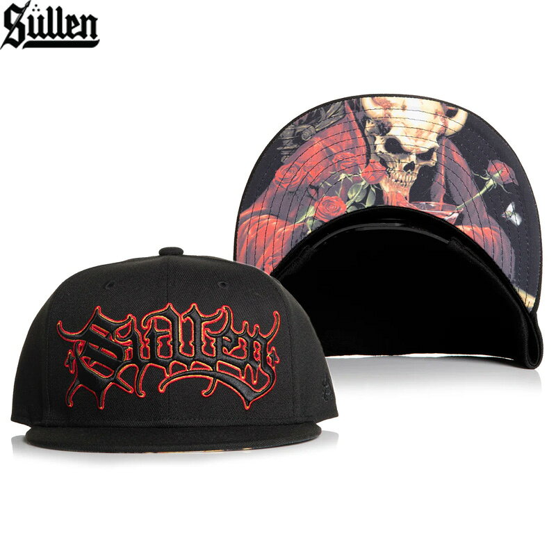 SULLEN CLOTHING サレンクロージング -TILL DEATH- SNAPBACK CAP スナップバックキャップ BLACK ポリエステルボディのSNAPBACK CAP デコ、左サイドに刺繍。ツバ裏プリント。 後頭部アジャス...