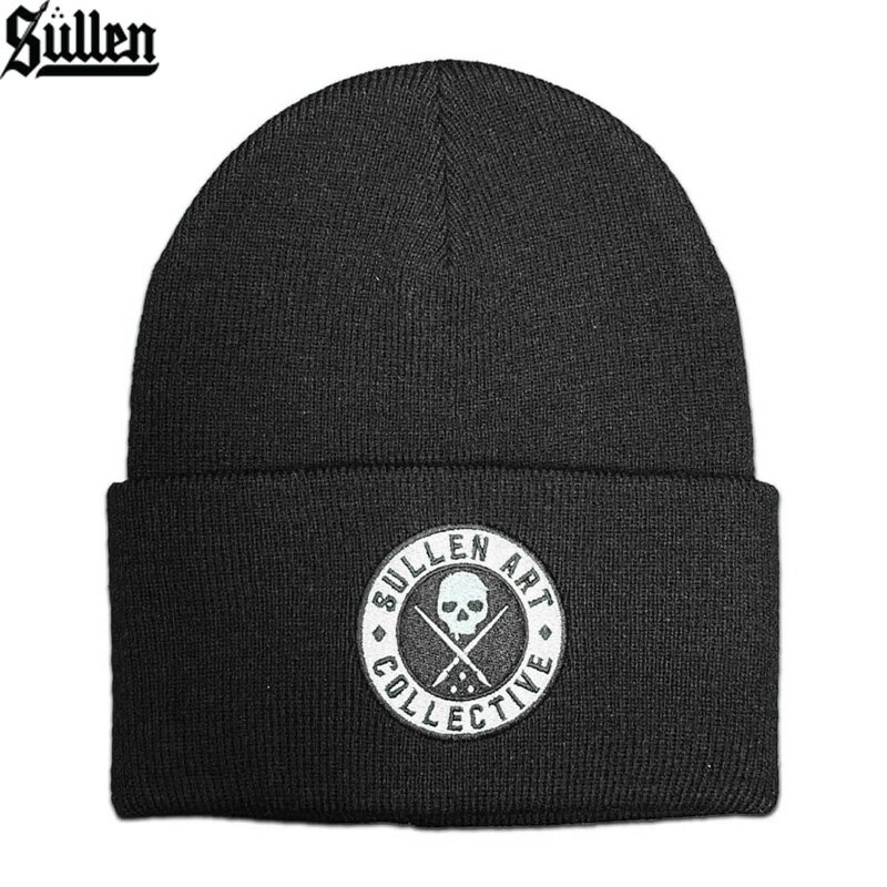 SULLEN CLOTHING サレンクロージング -BOH BEANIE- ビーニー ニット帽 BLACK コットン100%のBEANIE デコにBOHパッチのニット帽　