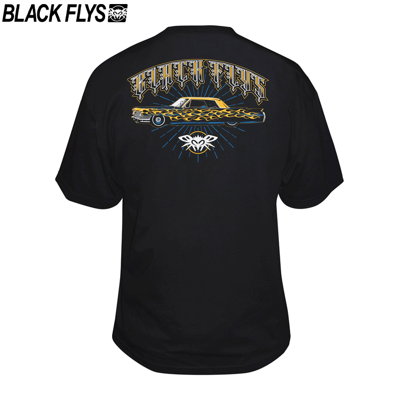 [US企画] BLACK FLYS ブラックフライズ -FLY CADDY- BLACK Tシャツ 左胸,背中にプリント。 100% ring spun cotton SIZE M-着丈71CM 身幅49.5CM SIZE L-着丈72CM...