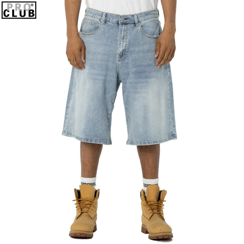 PRO CLUB プロクラブ #32PC0604 DENIM SHORT - BAGGY デニムショーツ Color: LIGHT STONEWASH コットンスパンデックス混合生地で、動きやすく快適 ゆったりとしたBAGGY FITです ...