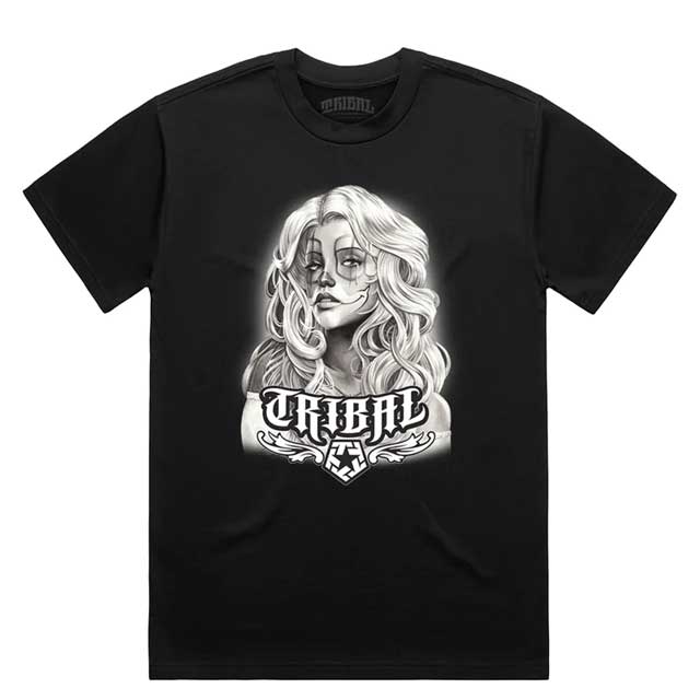 TRIBAL STREETWEAR トライバル ストリートウェア "SOTO PAYASA" S/S T-SHIRTS Tシャツ BLACK フロント胸&バック首筋プリント SIZE L-着丈75CM 身56CM SIZE XL-着丈77C...