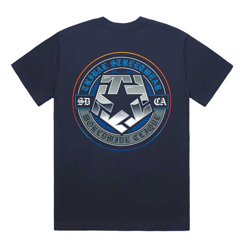 TRIBAL STREETWEAR トライバル ストリートウェア -SAN DIEGO CIRCLE- S/S T-SHIRTS Tシャツ NAVY フロント左胸&バックプリント SIZE L-着丈75CM 身56CM SIZE XL-着丈...