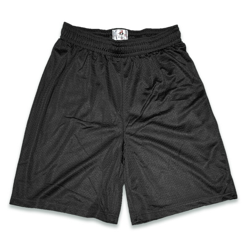 BADGER 7209-MESH SHORTS 9inch COLOR*BLACK アメリカのスポーツブランクボディメーカー BADGER 9INCH ヒザ丈MESH SHORTS ウエストはゴム＆紐 SIZE M ウエスト76〜86cm ...