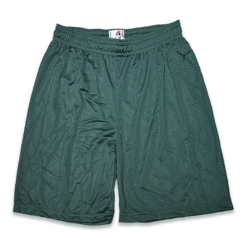BADGER 7209-MESH SHORTS 9inch COLOR*FOREST GREEN アメリカのスポーツブランクボディメーカー BADGER 9INCH ヒザ丈MESH SHORTS ウエストはゴム＆紐 SIZE M ウエスト7...