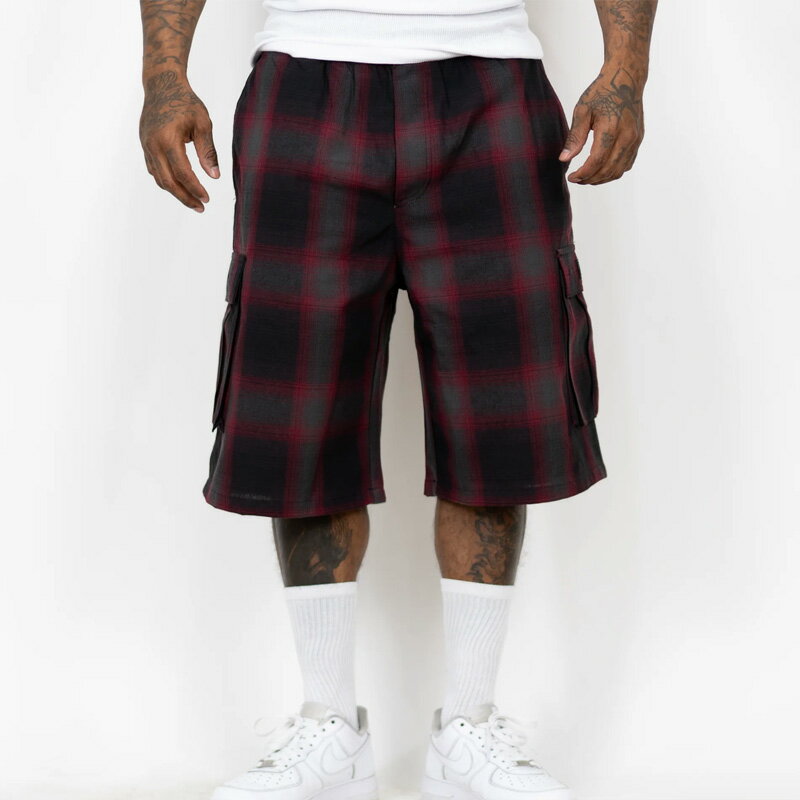 FB COUNTY エフビーカウンティ CARGO CHECKER SHORTS ショーツ ハーフパンツ RED/BLACK/GREY 1991年創業のCALIFORNIA STREETWEAR ブランド 人気のFLANNEL SHIRTS...