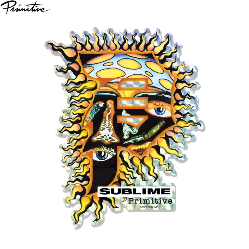 PRIMITIVE プリミティブ x SUBLIME サブライム -DIRTY P SUN- STICKER ステッカー スケートボードブランドPRIMITIVEと西海岸ロックバンドSUBLIMEとのコラボレーションアイテム プリズムカラー...