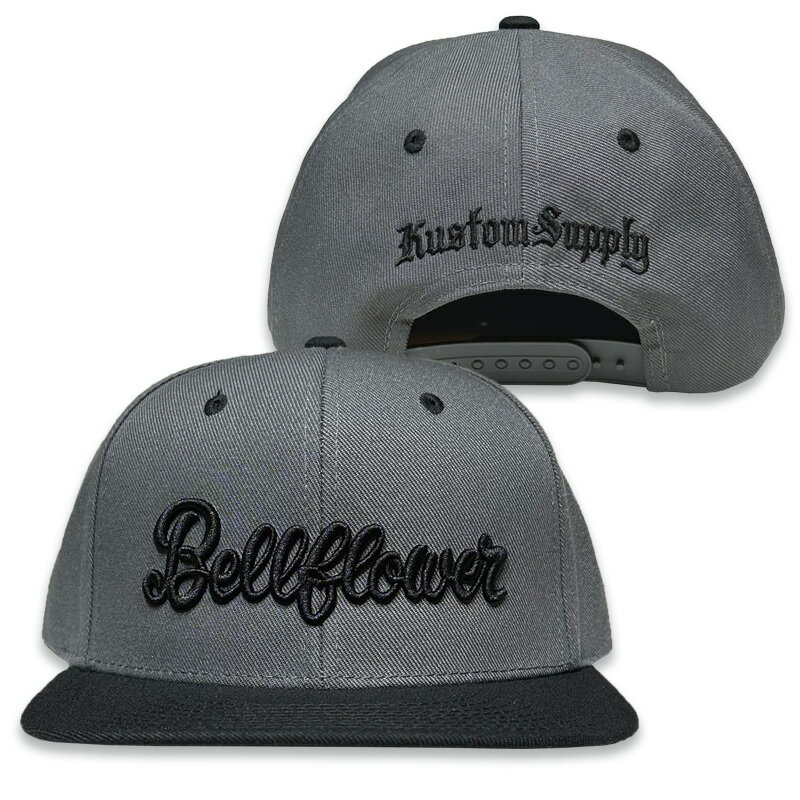 BELLFLOWER by KUSTOMSTYLE BFCP1101CHBK -SCRIPT- SNAPBACK CAP スナップバックキャップ CHARCOAL/BLACK KUSTOMSTYLEのSIDE LINE HOTROD&KUS...