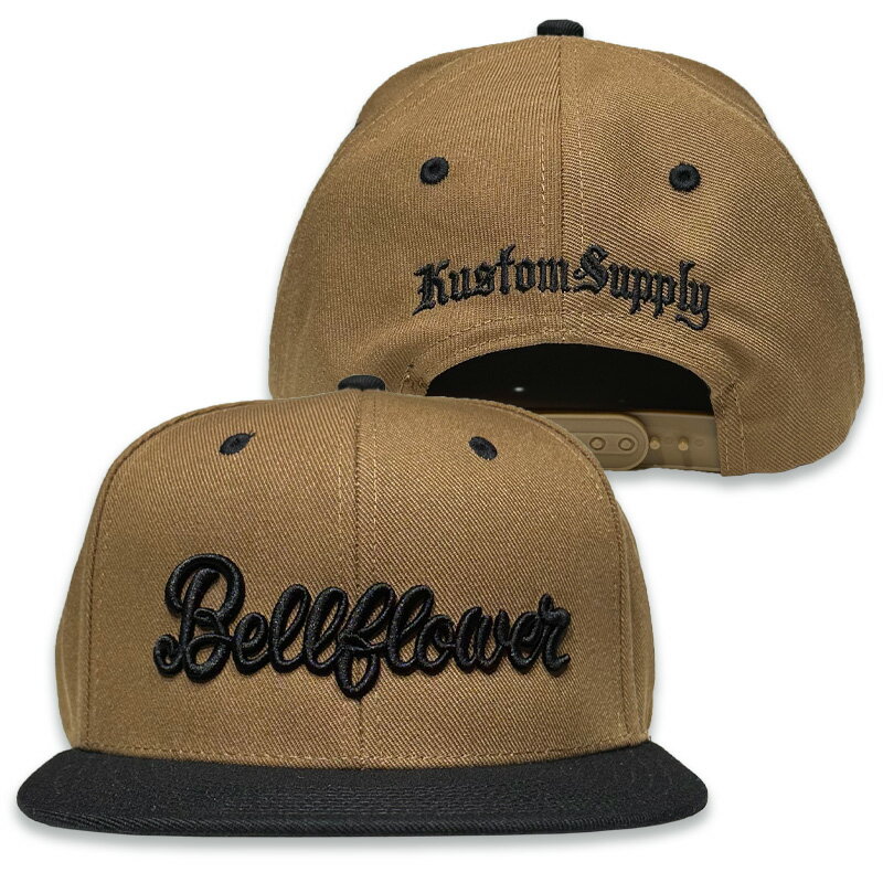 BELLFLOWER by KUSTOMSTYLE BFCP1101COYBK -SCRIPT- SNAPBACK CAP スナップバックキャップ COYOTE/BLACK KUSTOMSTYLEのSIDE LINE HOTROD&KUST...