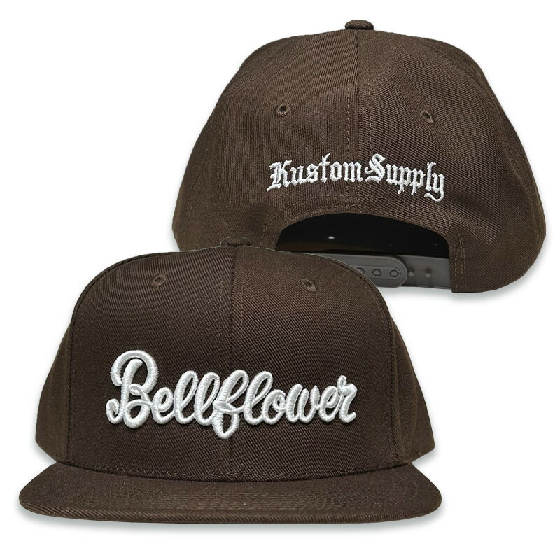 BELLFLOWER by KUSTOMSTYLE BFCP1101BR -SCRIPT- SNAPBACK CAP スナップバックキャップ BROWN KUSTOMSTYLEのSIDE LINE HOTROD&KUSTOM CAR CUL...