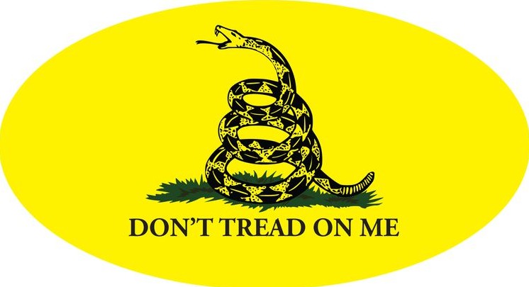 STKP23 DON'T TREAD ON ME ステッカー 横幅17.5x縦12.5(CM)　