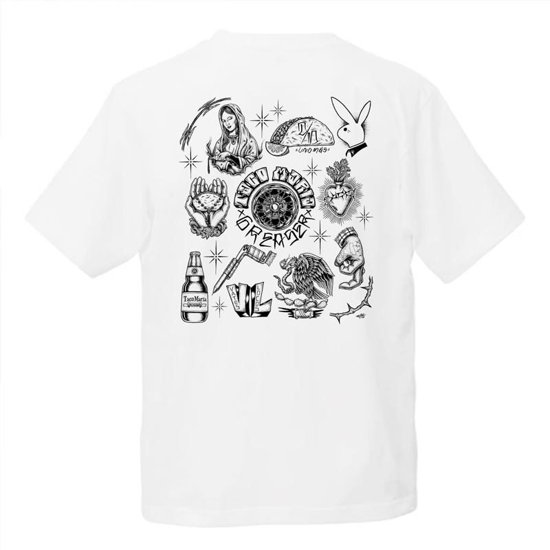 GREASER x TACOMARIA タコマリア - PLACAZO - S/S TEE 半袖Tシャツ WHITE 沖縄で本格メキシカンタコス&メキシコ料理を提供するカリフォルニアスタイルのレストラン 「TACOMARIA」とのコラボレー...