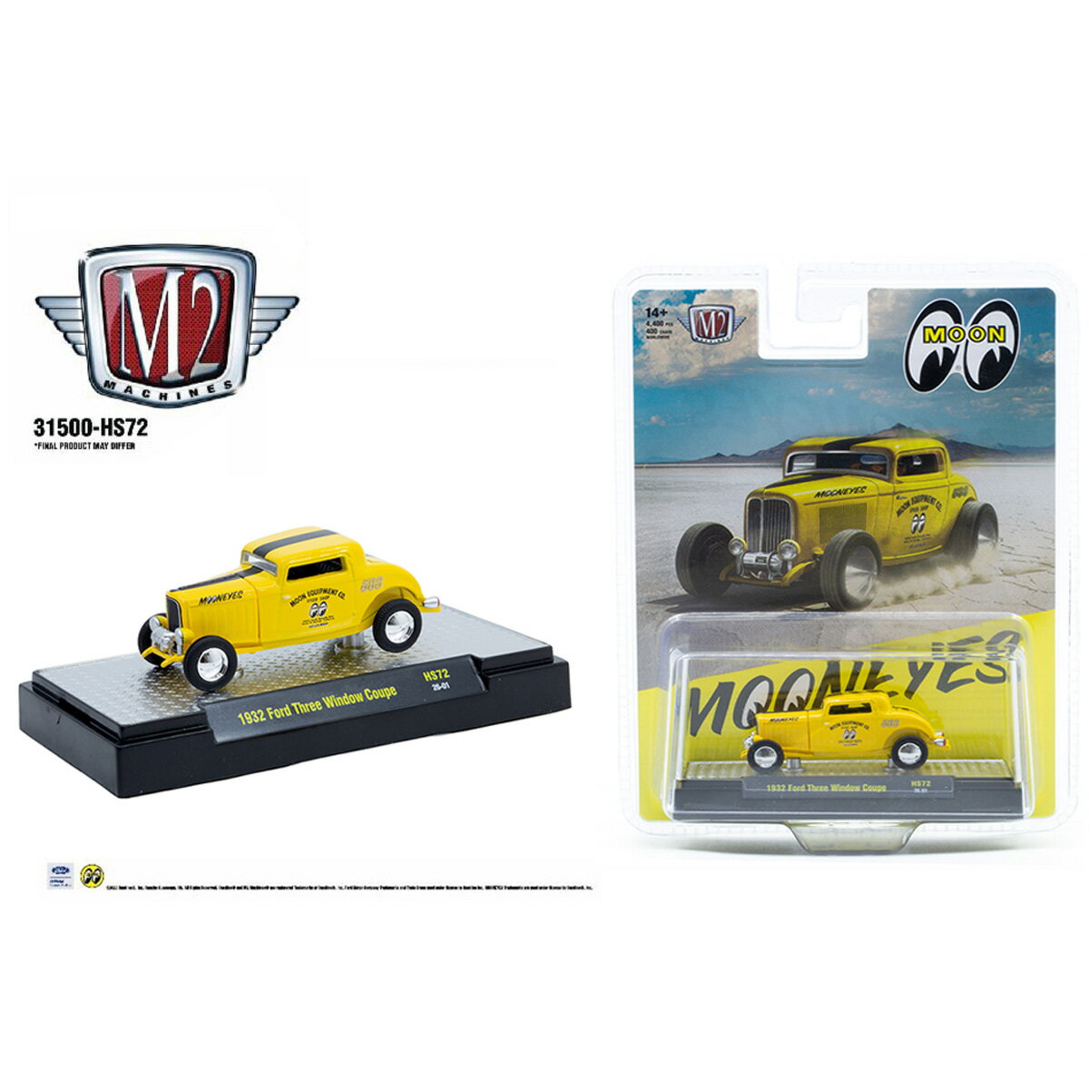 M2-464 1/64 M2 MACHINES MOONEYES 1932 Ford Three Window Coupe ブリスターケース入り 1:64SCALE 色むら、PACKAGEの状態その他 の状態を理由の返品交換はしておりません...