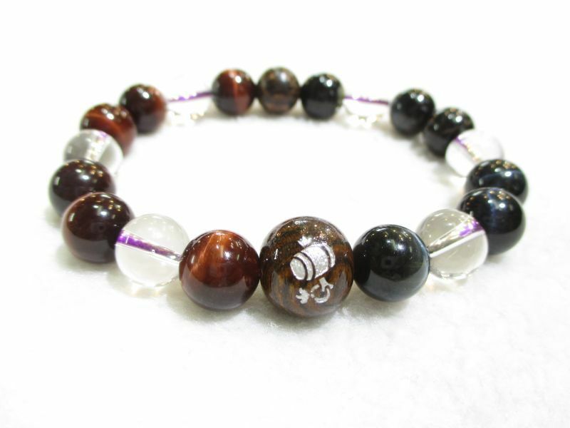 パワーストーン・京都/【富をもたらす】【打出の小槌】彫刻【虎檀(こたん)】【ビンロウ樹】【ブルータイガーアイ】【レッドタイガーアイ】【本水晶】ブレスレット、桐箱付き【天然石の京屋】 パワーストーン京屋　運気アップブレスレット　打ち出の小槌 10