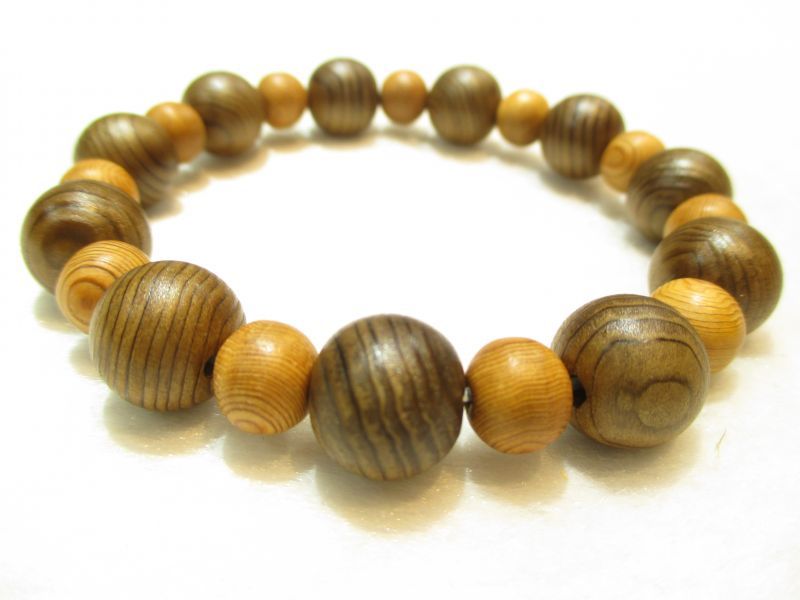 パワーストーン京屋/【高級天然木】【希少銘木】【神代杉 (じんだいすぎ)】【屋久杉(やくすぎ)】13mm、コンビブレスレット《手首サイズLLサイズ(19cm)》、桐箱付き【伏見・京都】 パワーストーン京屋オリジナル屋久杉×神代杉ブレスレット 5