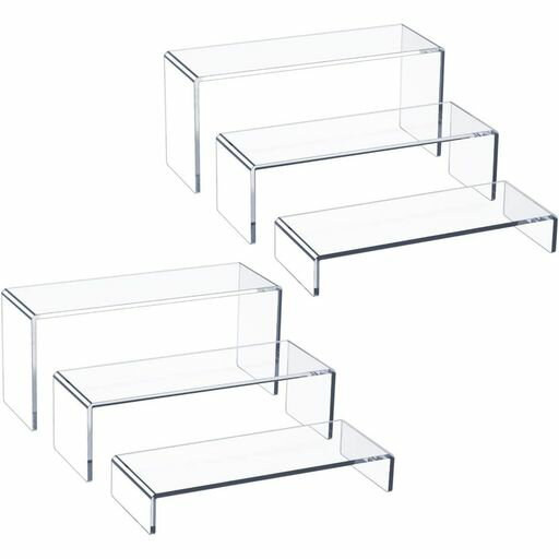 【商品仕様】展示用アクリルスタンド6個セットです。サイズ(cm):22*7.62*11、21*7.62*7.6、20*7.62*3.8各2個ずつ。材質:透明アクリル。厚さ:3mm。推奨重量は500g未満です。透明なアクリルスタンドですので、...