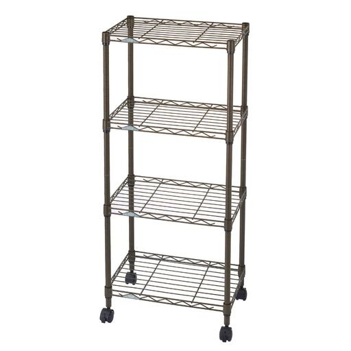 本体重量(約):4.8kg 材質:スチールシェルフ(棚板)・ポール:スチール(粉体塗装)ナイロンキャスター:ナイロン樹脂スリーブ:ABS樹脂 セット内容:スチールシェルフ(棚板)x4枚スリーブ(棚板取付用部品)x16組ポールx4本ナイロンキ...