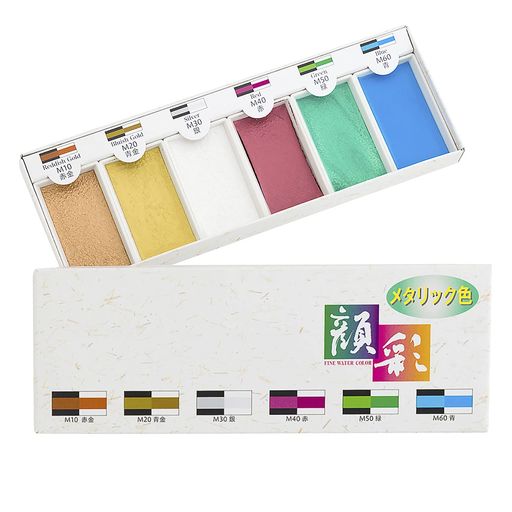 顔彩 【本体サイズ】 177x55x16mm セット色:赤系、黄系、緑系、青系、紫系、茶系 紙箱、シュリンクPP